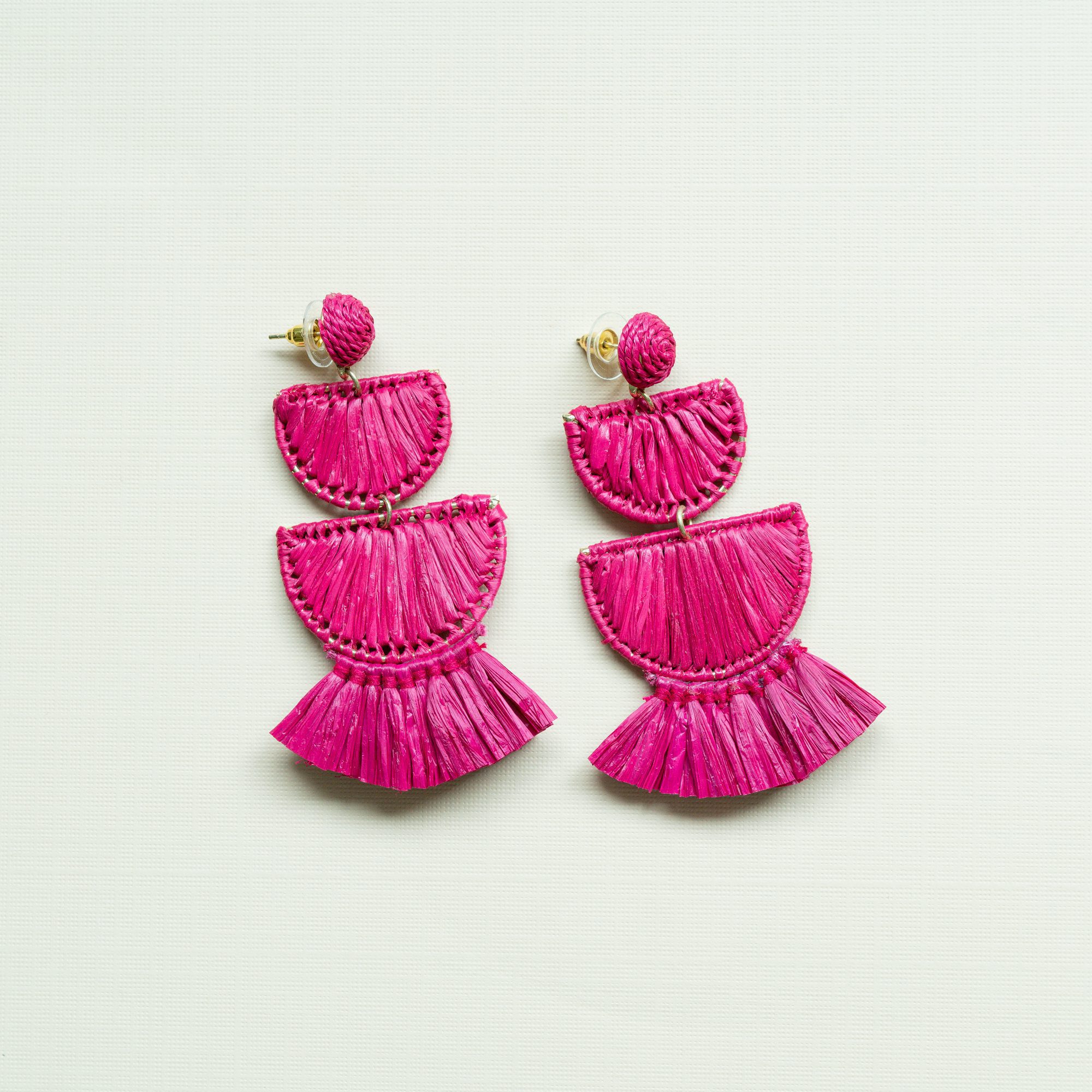 HOT PINK RAFFIA STATEMENT EARRINGS - Panacea Jewelry