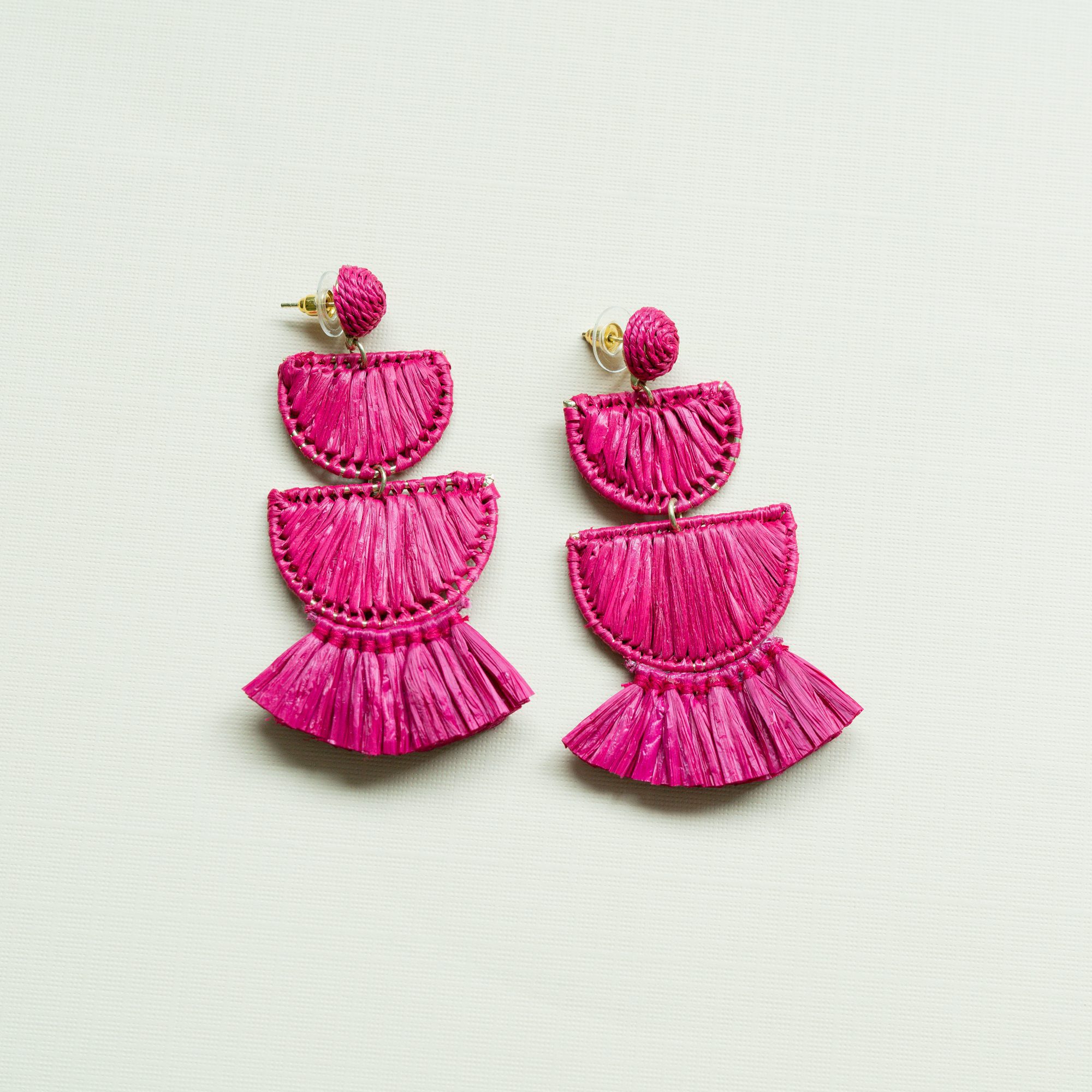 HOT PINK RAFFIA STATEMENT EARRINGS - Panacea Jewelry